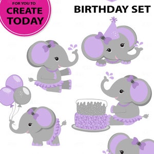 Purple Gray Girl Elephant Clip Art, Baby Grey Peanut Clip Art, Png ...