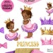 African Princess Clip Art, Baby Girl Pink,purple, Gold Digital Clipart ...