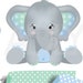 Blue Mint Elephant Clipart, Baby Peanut Clip Art, Png File. Nursery ...