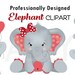 Girl Elephant Clipart, Red and Gray Peanut Clip Art, Png File. Nursery ...