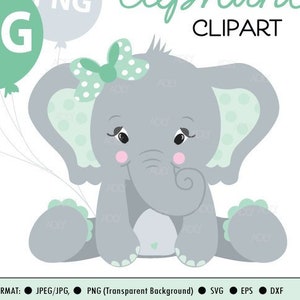 Baby Elephant Clip Art Svg Mint Girl Peanut, Mint Green Girl Elephant ...
