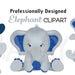 Navy Blue Elephants Clip Art, Peanut Clip Art, Balloon, Elephant Art ...