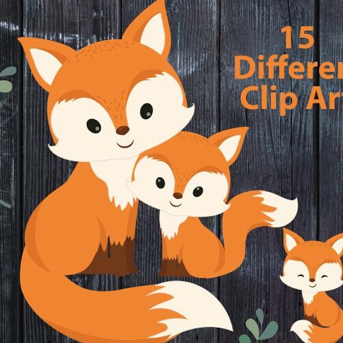 Fox Clip Art Cute Little Baby Fox Mommy Woodland Vector - Etsy