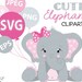 Girl Elephant SVG, Vector Clip Art, Baby Girl Elephant for Baby Shower ...