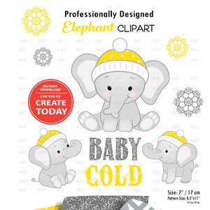 Gray Elephant Clip Art Baby Yellow Grey Peanut Clip Art Png. - Etsy
