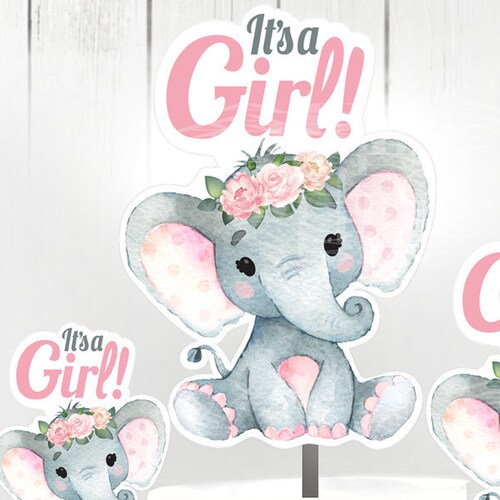 Peanut Elephant Centrepiece With Floral Crown for Baby Girl | Etsy