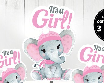 Pink Elephant Centrepiece With Floral Hairband for Baby Girl | Etsy