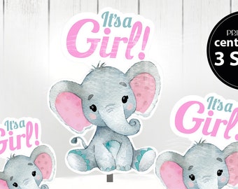 Peanut Elephant Centrepiece for Baby Boy Shower in Gray PNG | Etsy