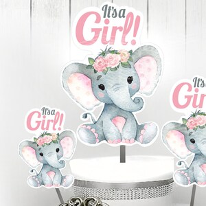 Peanut Elephant Centrepiece With Floral Crown for Baby Girl Shower in ...