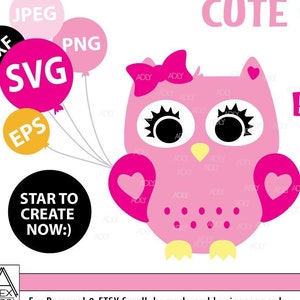 Girl Owl Clip Art, SVG, Vector Pink Owl Clipart, Png Silhouette Cut ...