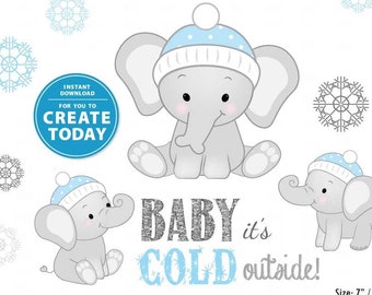 Elephant Clip Art Set Four Teal Elephat Images Baby Shower - Etsy