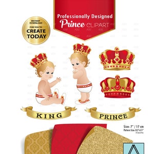 Prince/king Royal Baby Digital Clipart,red and Gold Clip Art,crown ...