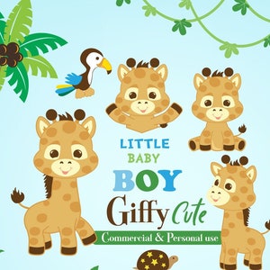 Giraffe Clip Art, Cute Little Baby Boy, Safari Vector,png. Palm Tree ...