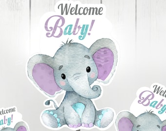 Peanut Elephant Centrepiece for Baby Boy Shower in Gray PNG | Etsy