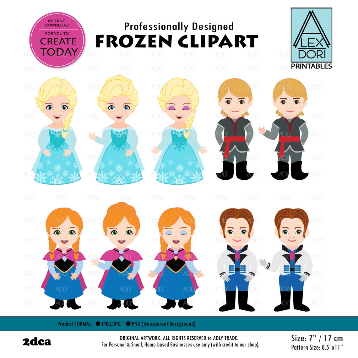 Frozen Princess Clipart Snow Princess Digital Clipart and - Etsy