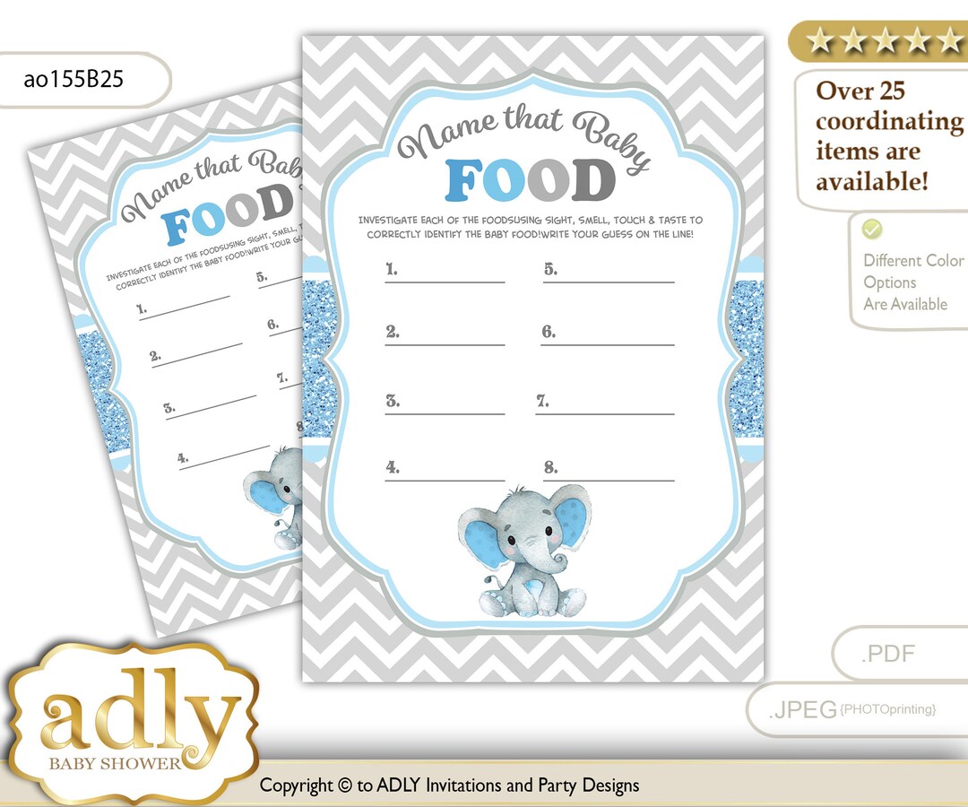 Boy Elephant Name That Food Baby Food Guess Game Printable - Etsy