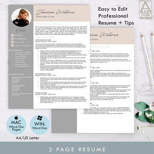 Resume Templates in Blush Pink and Gray, Modern Resume Templates ...