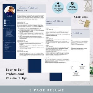 Modern Resume Template With Photo in Navy & Silver ALL-IN-ONE for Mac ...