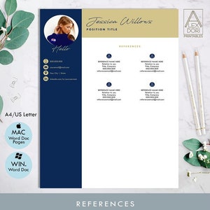 Modern Resume Template With Photo in Navy & Gold ALL-IN-ONE for Mac ...