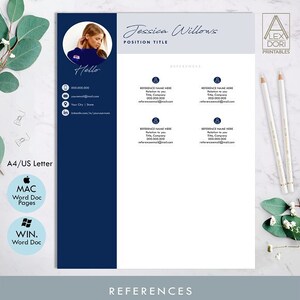 Modern Resume Template With Photo in Navy & Silver ALL-IN-ONE for Mac ...