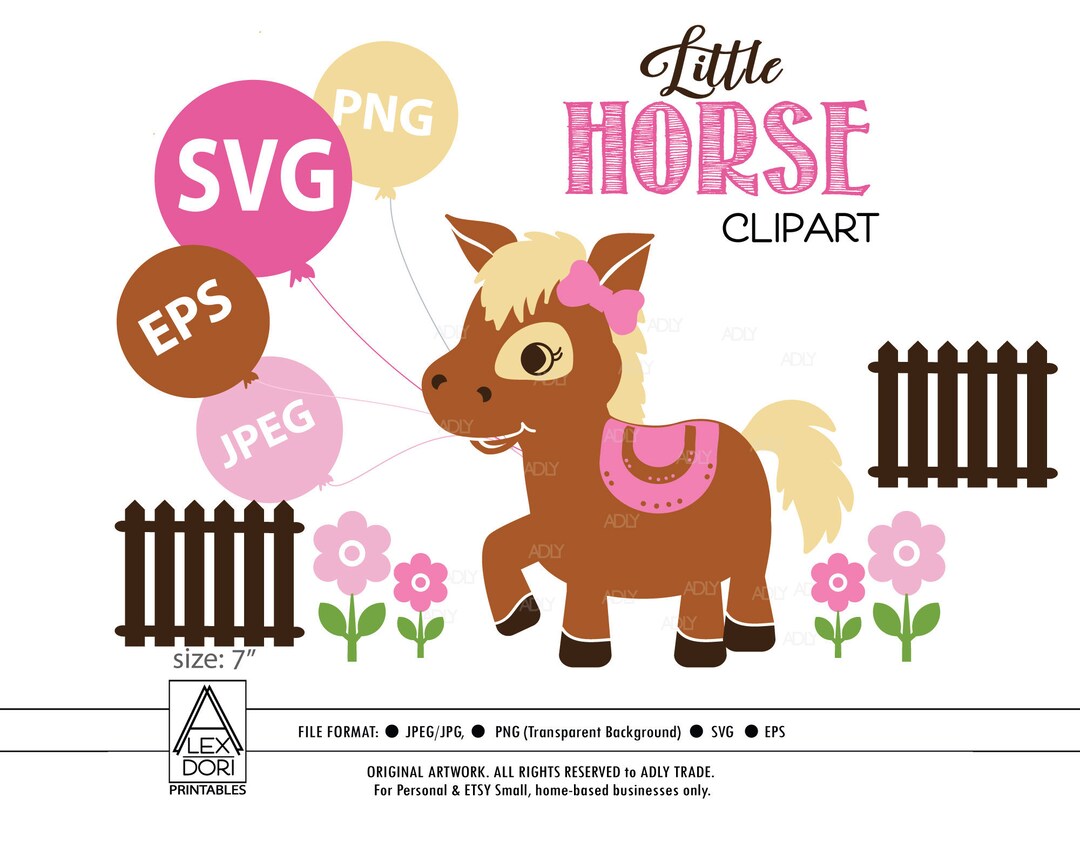 Horse SVG, Baby Horse With Bow and Flowers, Boy Horse, Farm Svg, Pony ...
