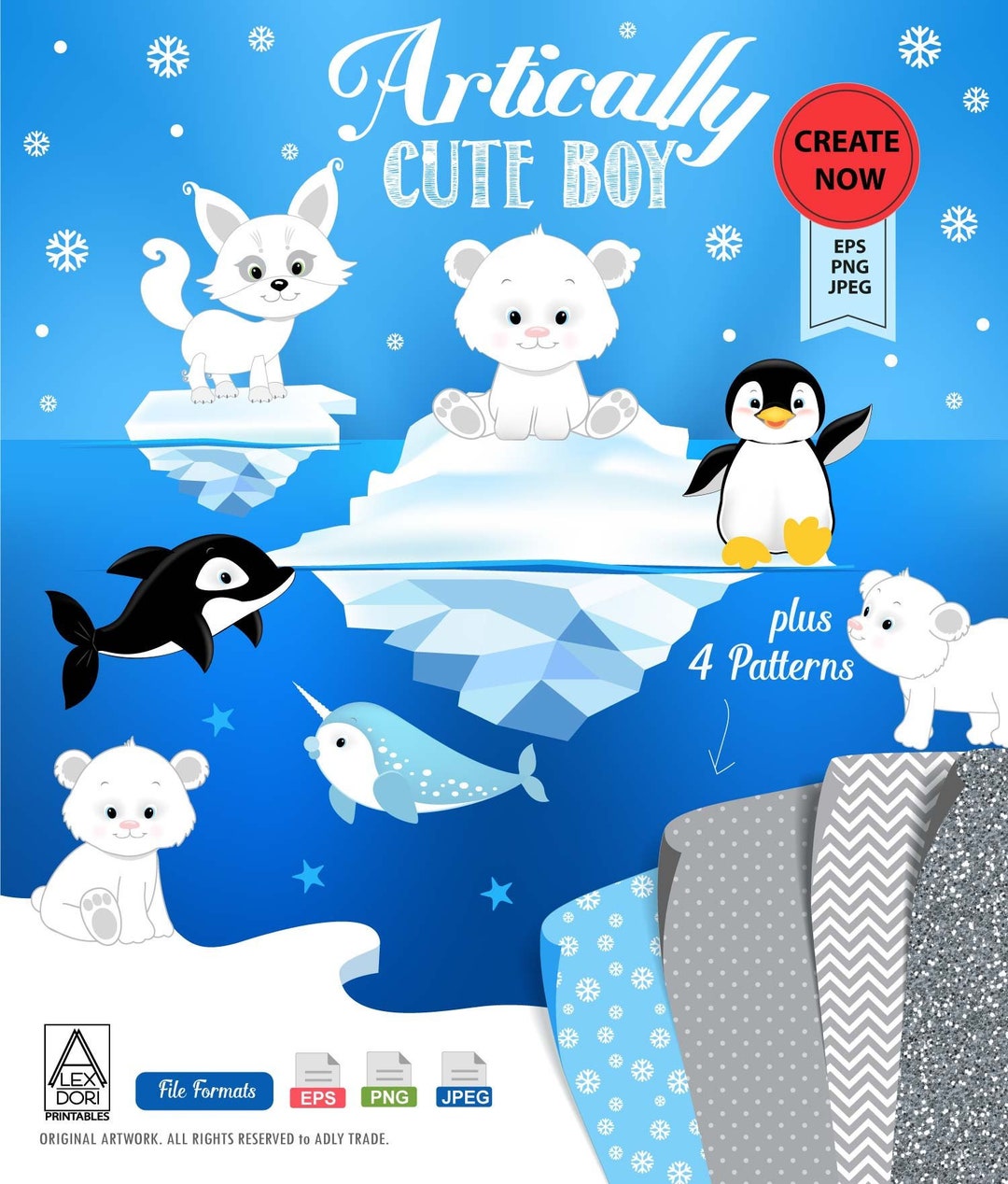 Arctic Clip Art, Polar Bear, Penguin, White Fox, Killer Whale, Unicorn ...