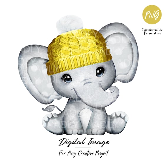 Baby Shower Elephant Clipart Yellow