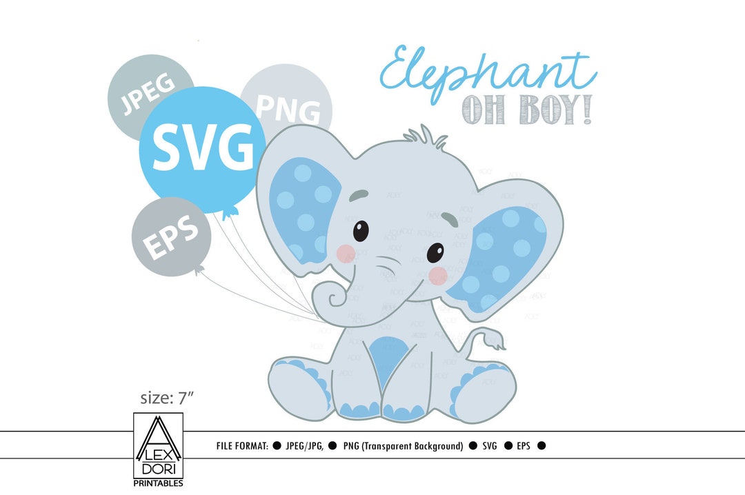 Elephant Svg File, Boy Elephant Clip Art, Cricut Print and Cut. SVG ...