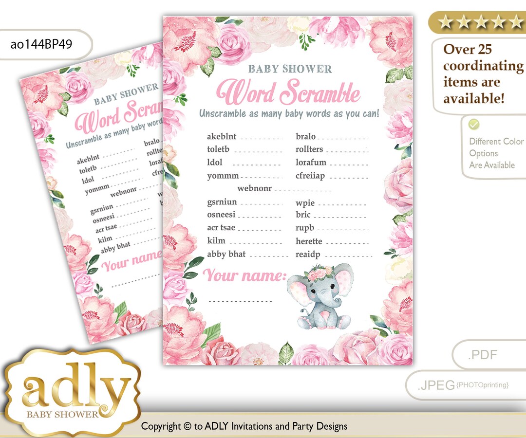 Girl Elephant Word Scramble Game, Guess Words, Unscramble the Words ...