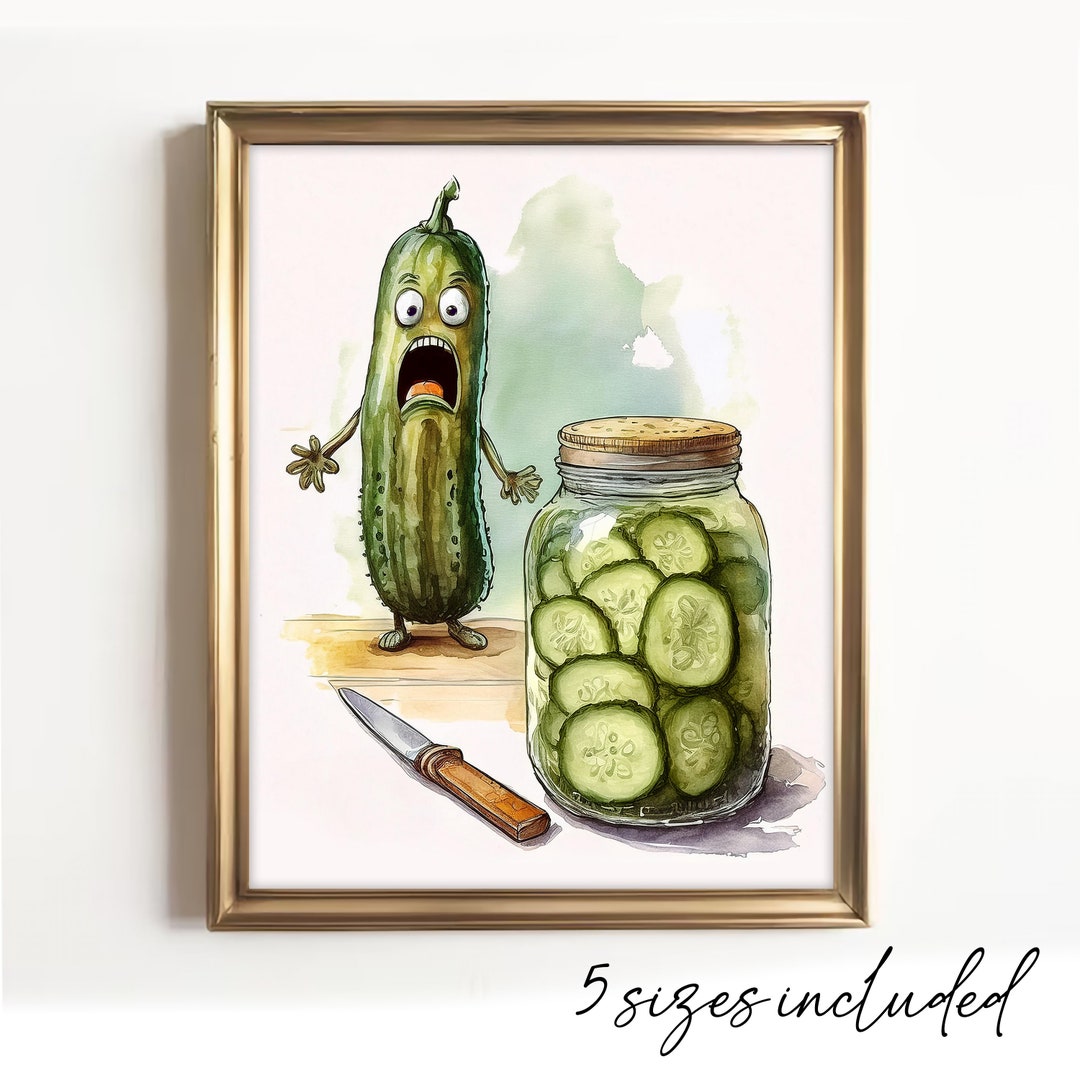 Pickle Art, Funny Kitchen Wall Art Decor for Pickle Lover, Printable ...