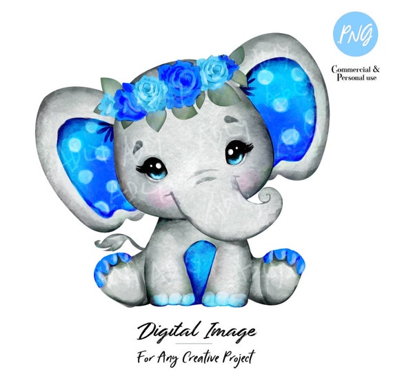 Blue Elephant Clip Art