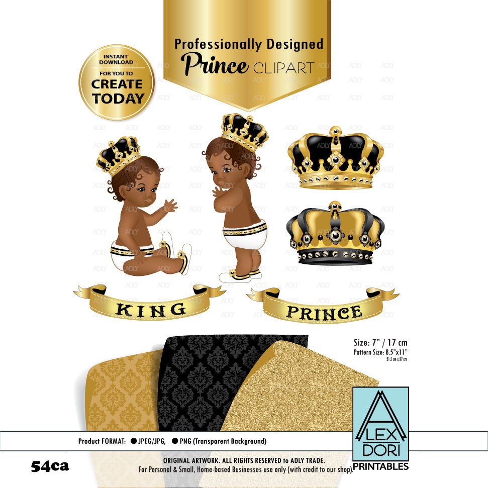 Black and Gold Baby Prince/King Royal Digital ClipartCrown | Etsy