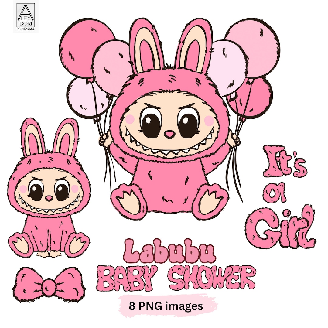 Pink Labubu Baby Shower It's a Girl Cute Labubu Bundle - Etsy