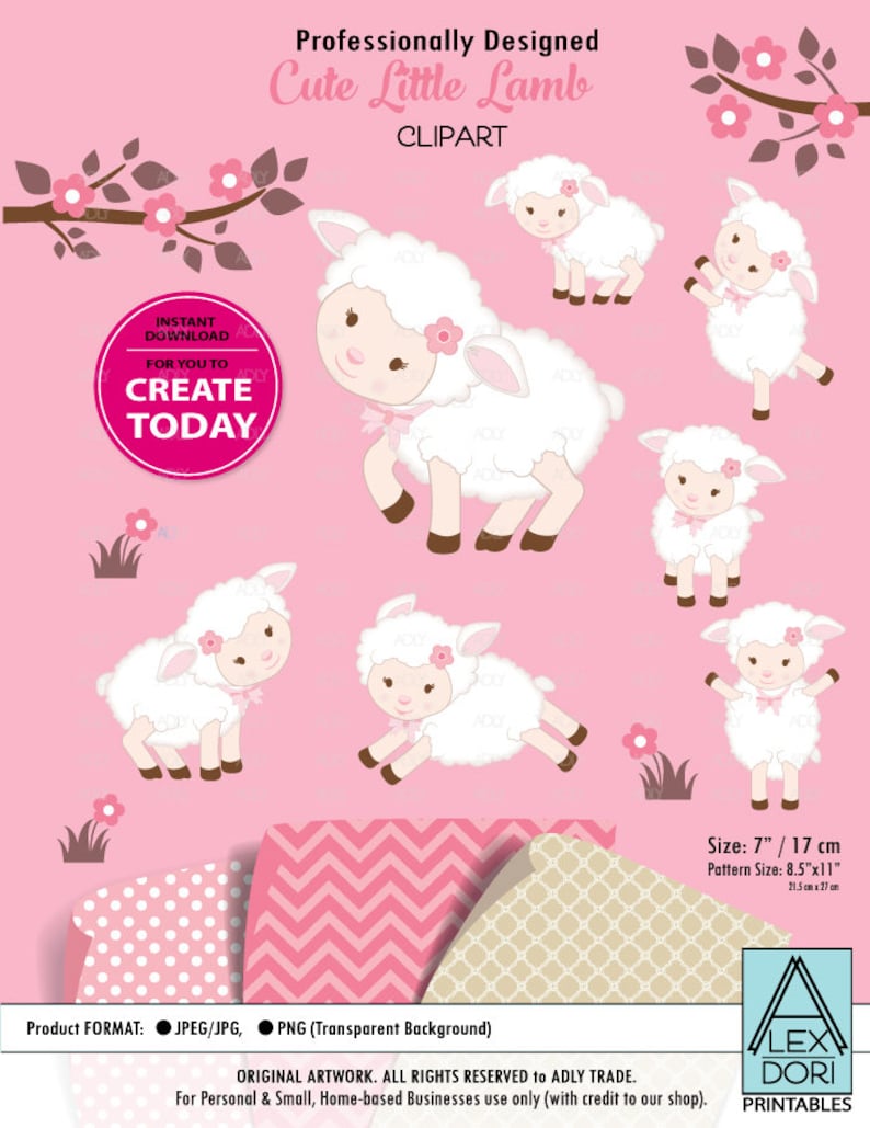 Lamb Clip art cute lamb print sheep kids clip art Baby | Etsy