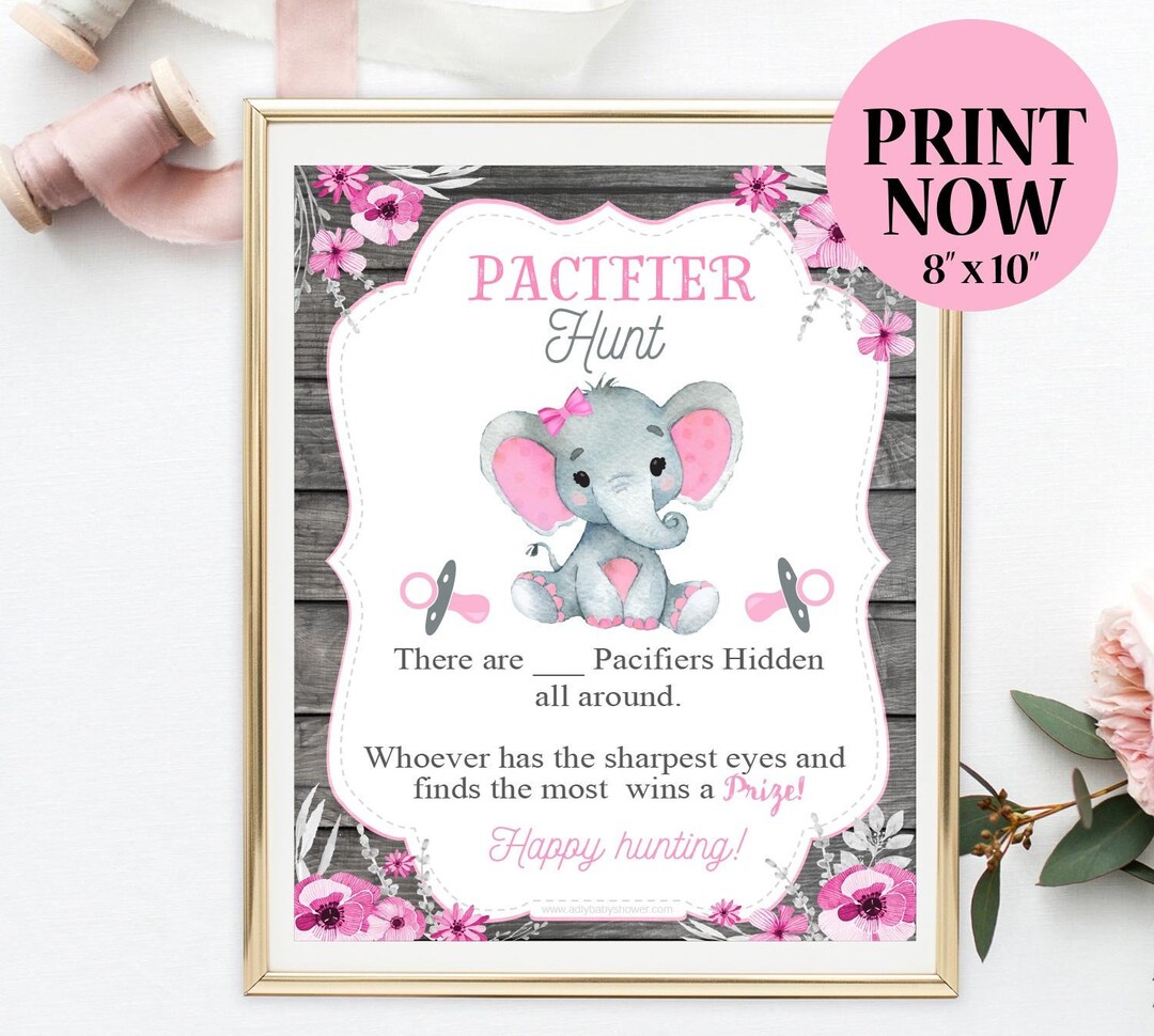 Peanut Elephant Pacifier Hunt Game, Printable Pacifier Hunt Game for ...