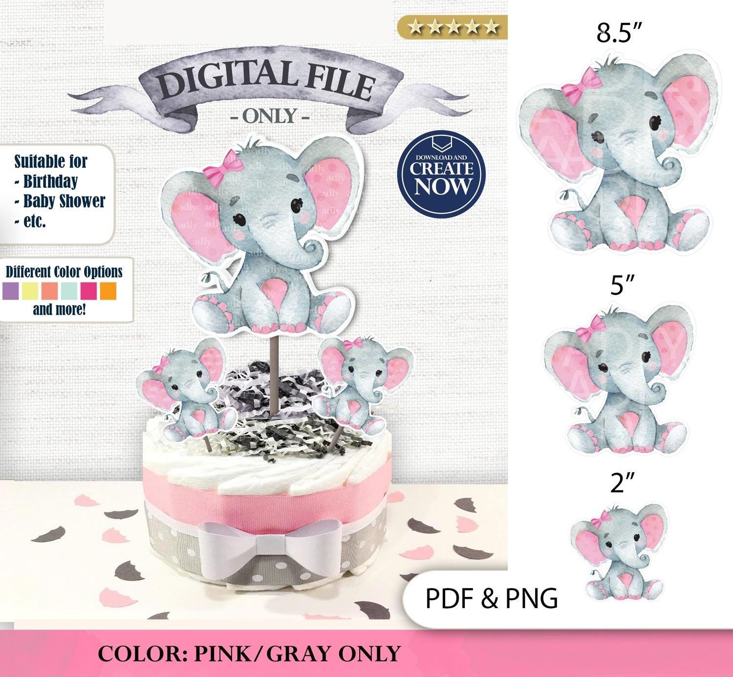 Peanut Elephant Centrepiece for Baby Girl Shower in Pink & | Etsy