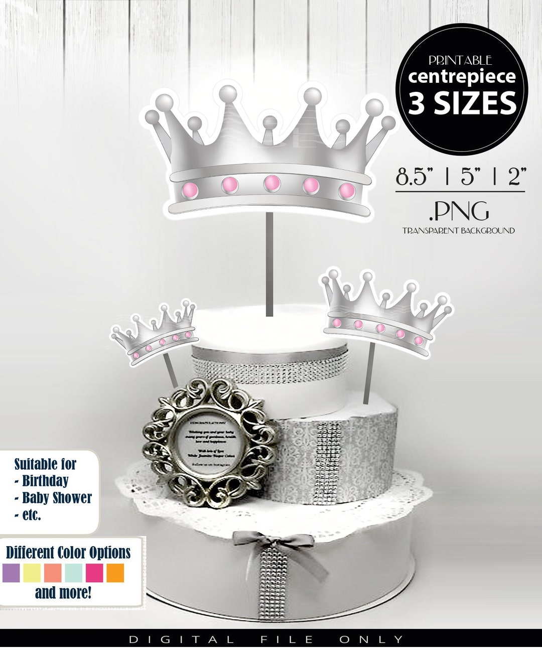 Royal Crown Centrepiece, Crown Centrepiece Decoration for Girl Shower ...