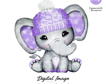 Purple Elephant Sunflower Baby Shower Decorations Elephant - Etsy