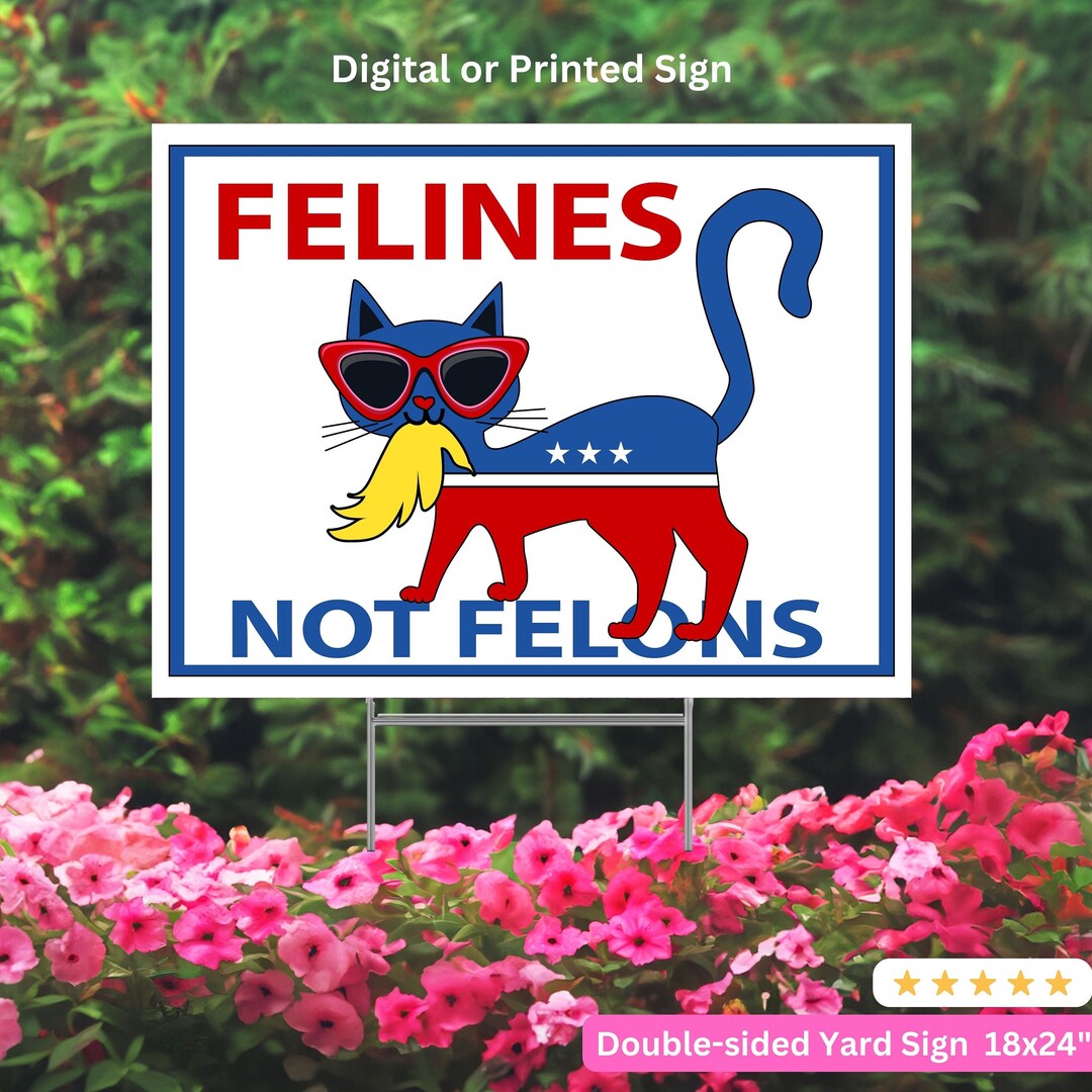 Democrat Harris Cat Sign, Double-sided, or Digital File, Print at Home ...