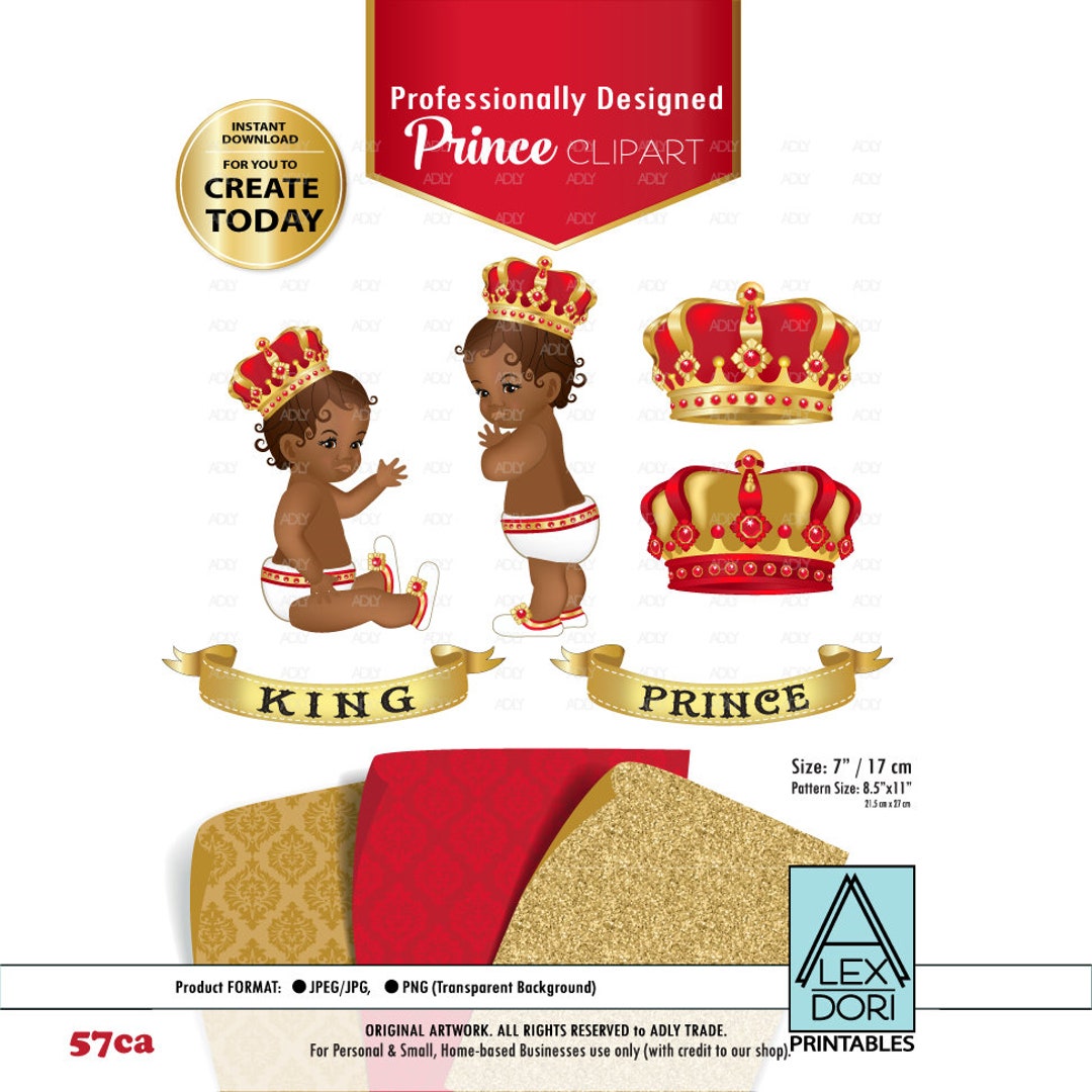 Red and Gold Baby Prince/king Royal Digital Clipart,crown Scrapbook ...