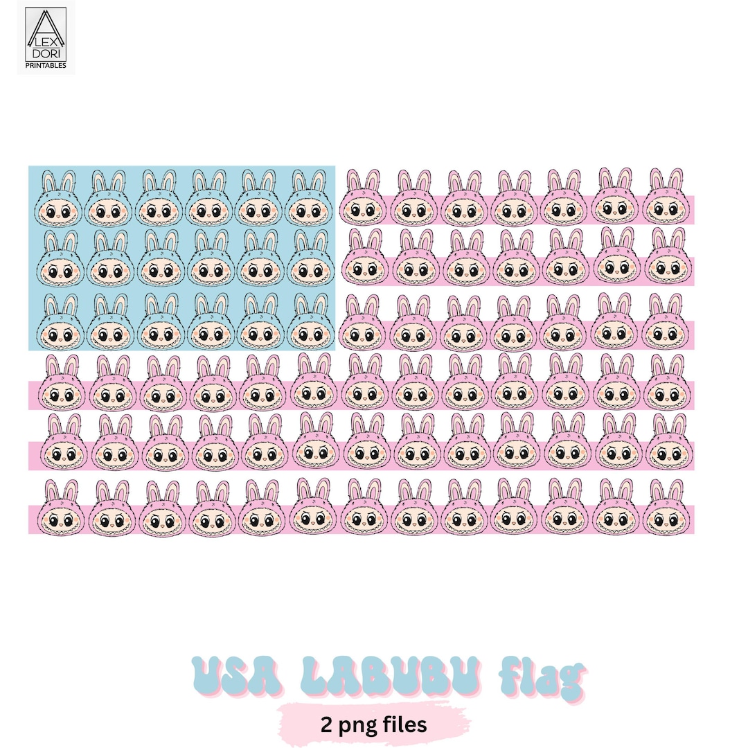 Labubu USA Flag, 4th July Cute Monster USA Flag With Pink Labubu and ...
