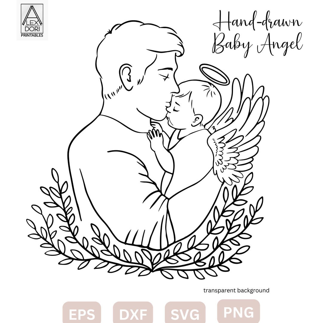 Father Holding Angel Baby Svg Memorial Baby Loss Vector Daddy and Angel ...