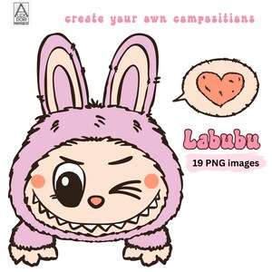 Labubu Winking PNG Images, Bundle of 19 Labubu Digital Files for ...