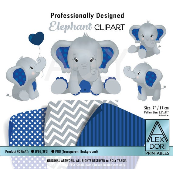 Navy Blue Elephants Clip Art peanut clip art balloon | Etsy