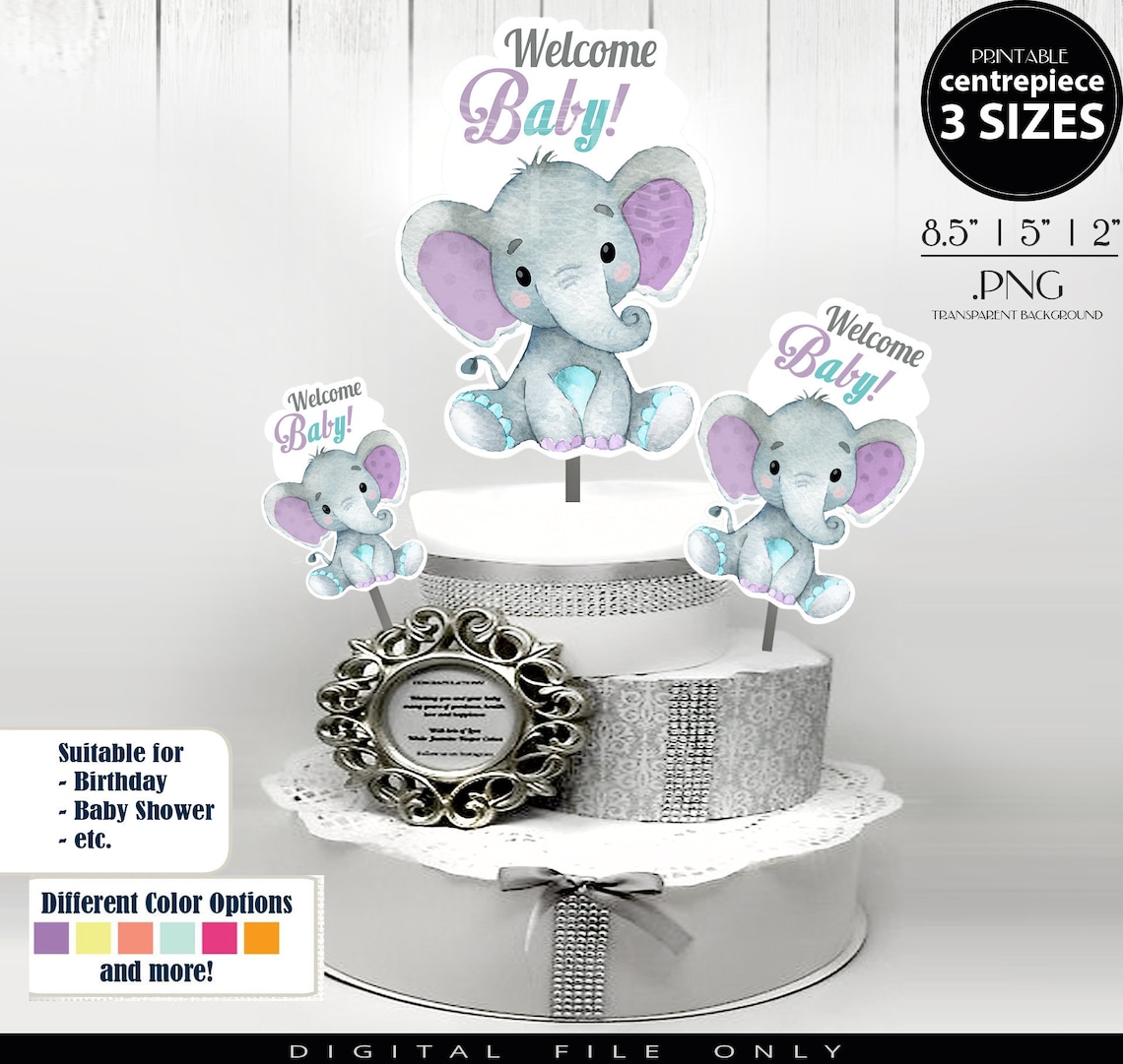 Peanut Elephant Centrepiece for Baby Boy Shower in Lavender & - Etsy