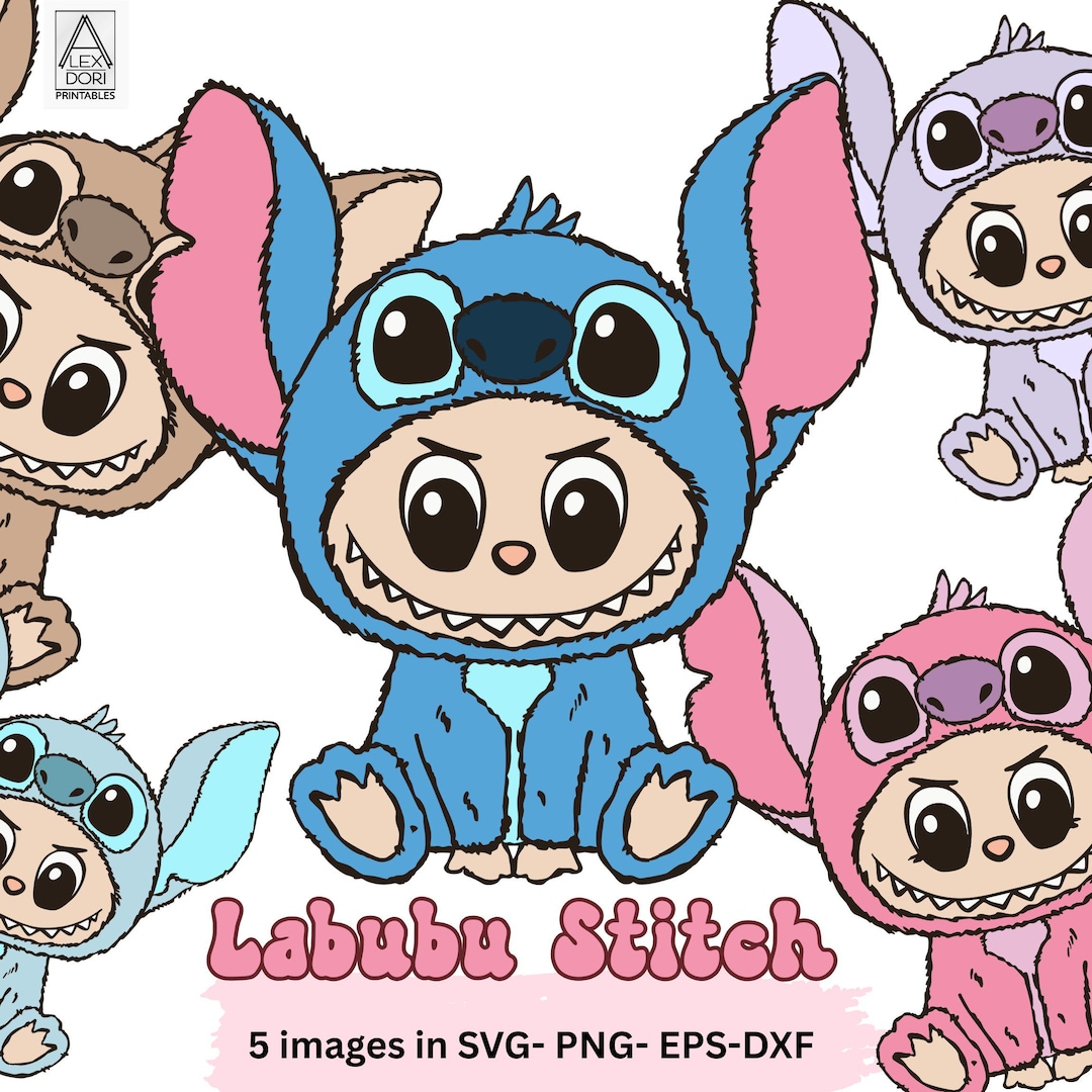 Labubu Stitch PNG Images, Bundle of Labubu Vector Digital File for ...