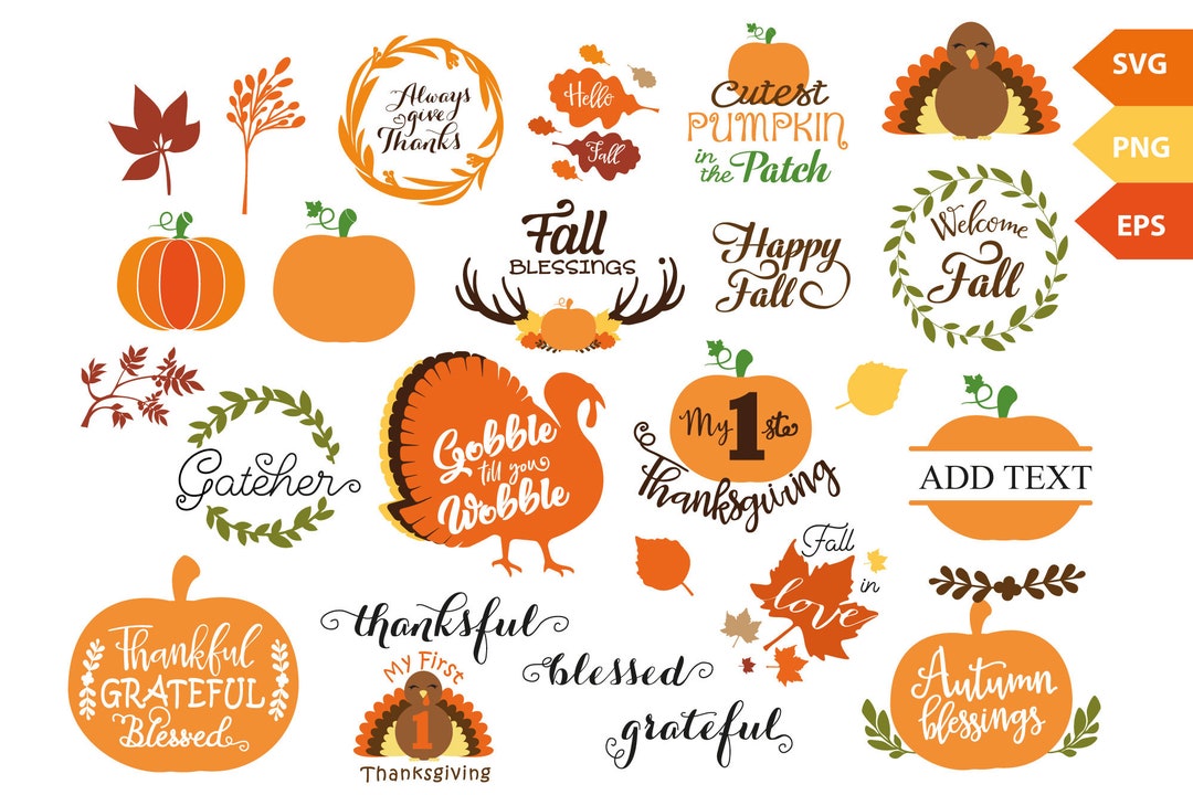 Fall Thanksgiving SVG Bundle Clipart,thanksgiving Decor Pumpkin, Deer ...