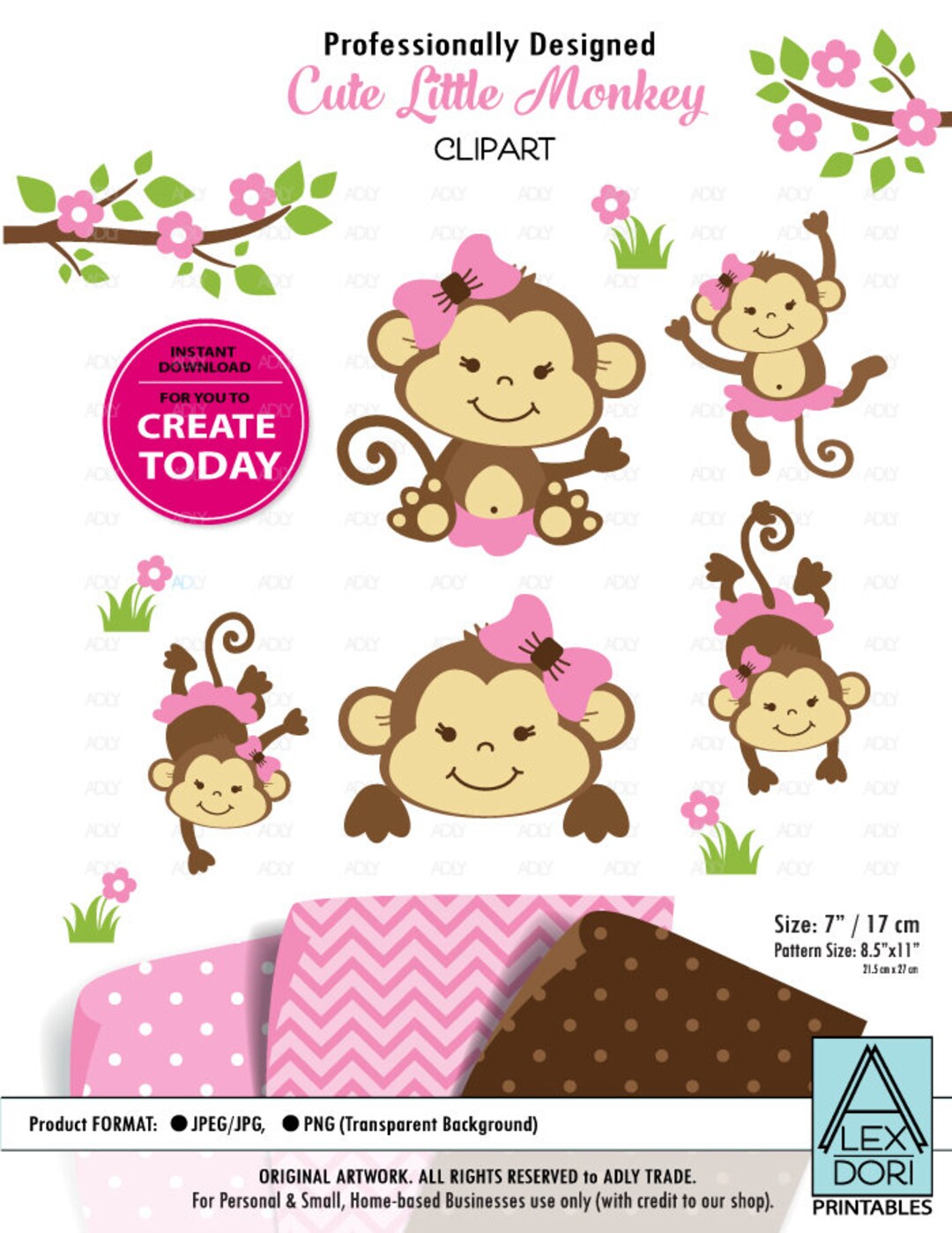 Baby Shower Girl Monkey Cartoon