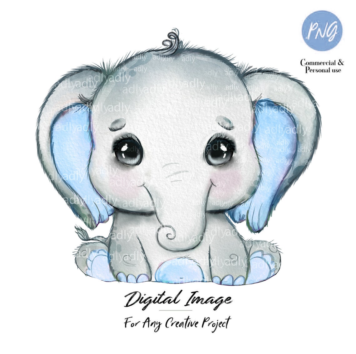 Watercolor Girl Elephant Clip Art Very Cute Little Peanut - Etsy