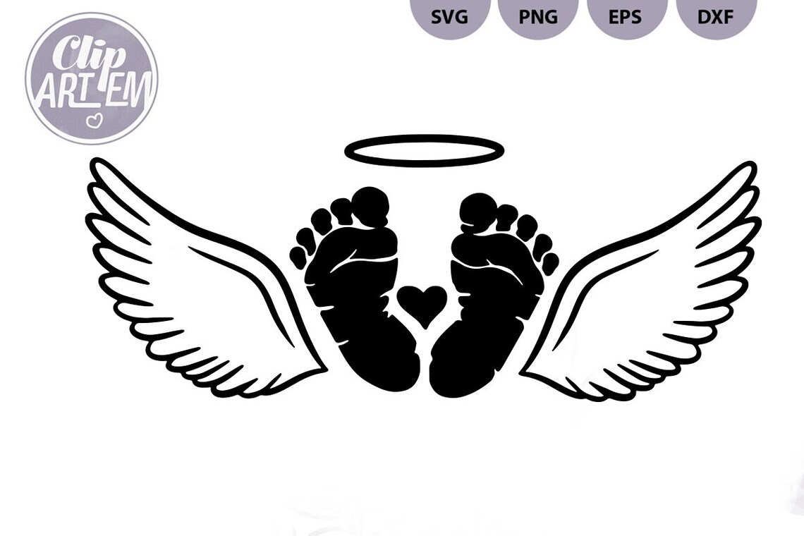Angel Baby Footprint SVG: Memorial Print, Infant Loss (digital Download ...